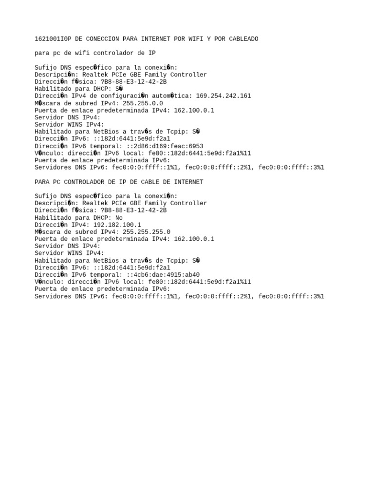 Ip4 para Instalar Ionternet de Wifi y Cableado | PDF