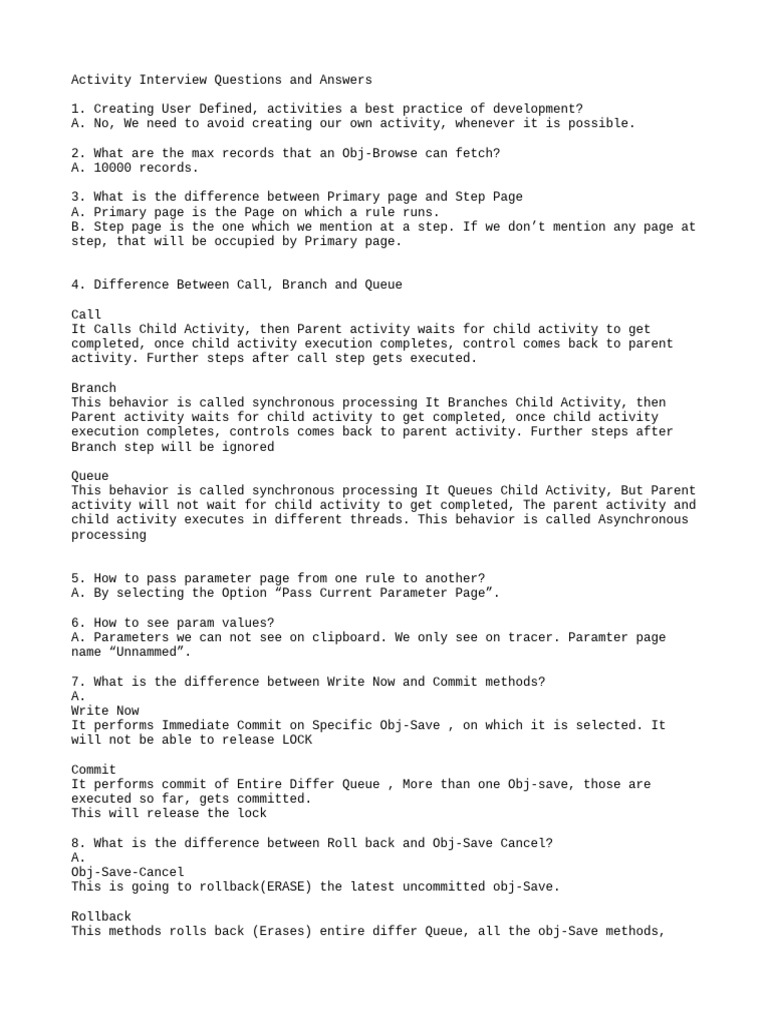 Activity Interview Questions | PDF