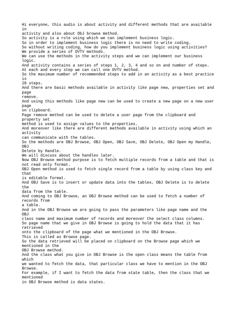 Activity N Obj Browse | PDF