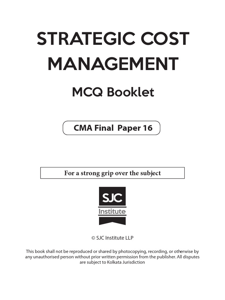Cma Final SCM - MCQ Book | PDF
