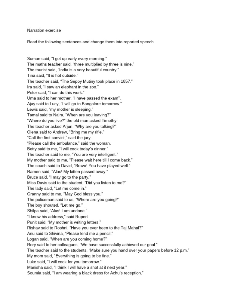 Narration Exercise | PDF