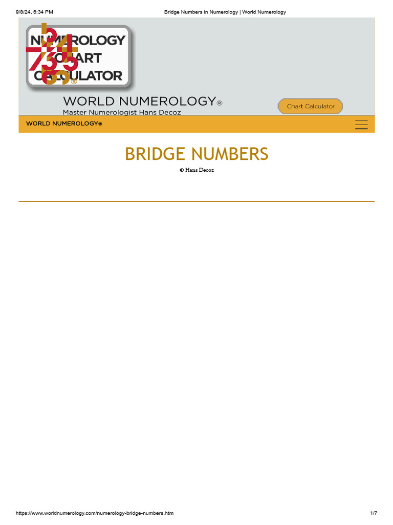 Bridge Numbers in Numerology - World Numerology | PDF