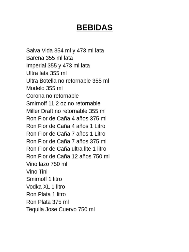 BEBIDAS | PDF
