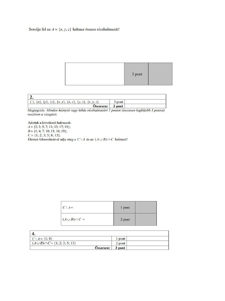 Érettségi Feladatok Halmazok | PDF