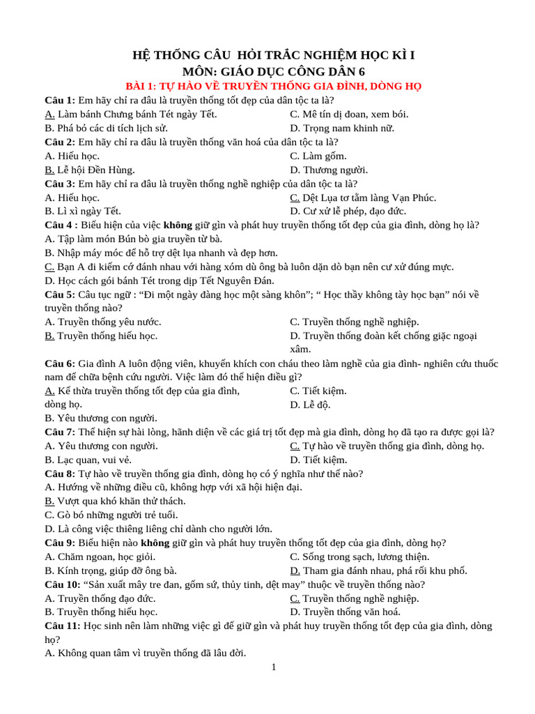 m-HƯỚNG DẪN ÔN TẬP GDCD 6- HK1 21-22 | PDF