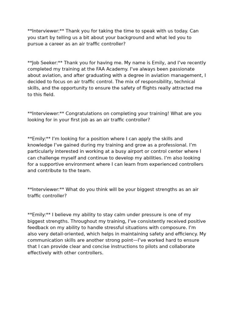 Air traffic controller interview | PDF