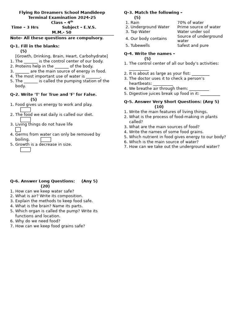 EVS Class - 4th | PDF