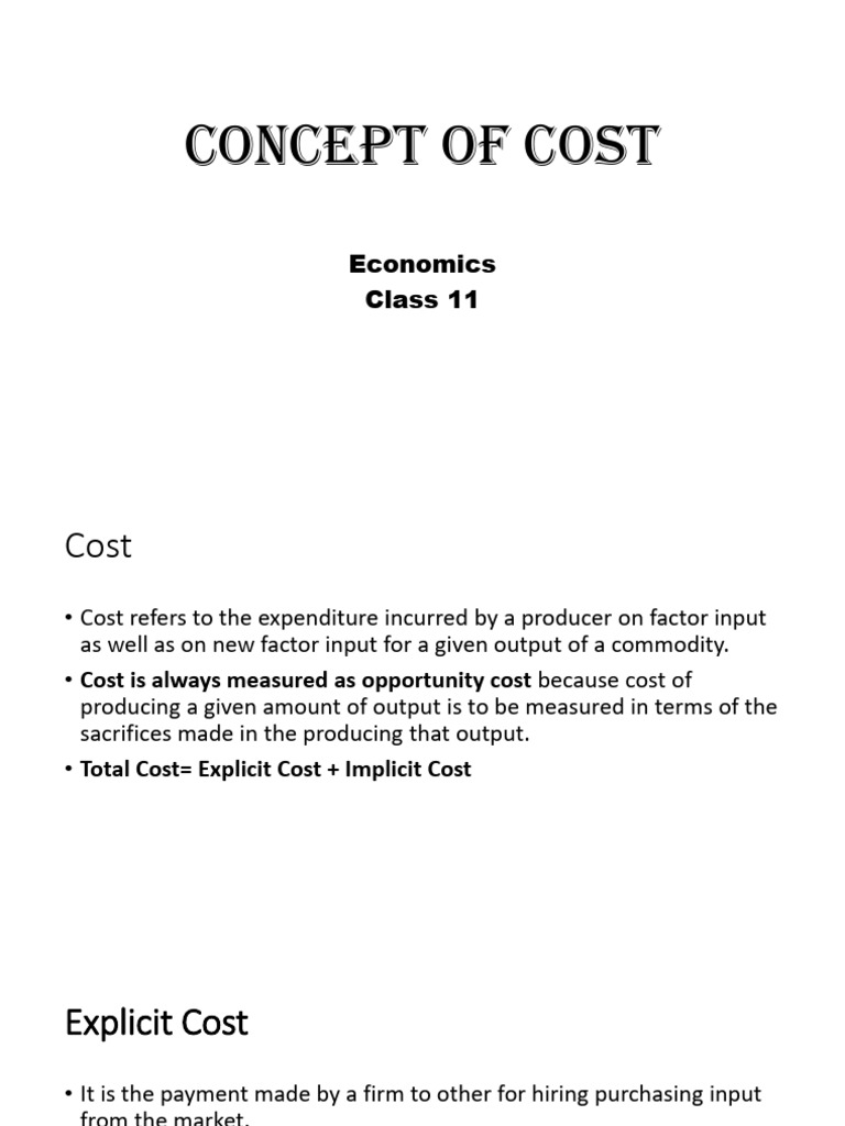 Cost Class 11 | PDF