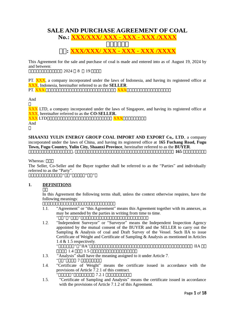 20240807 SALE AND PURCHASE AGREEMENT OF COAL-1 | PDF