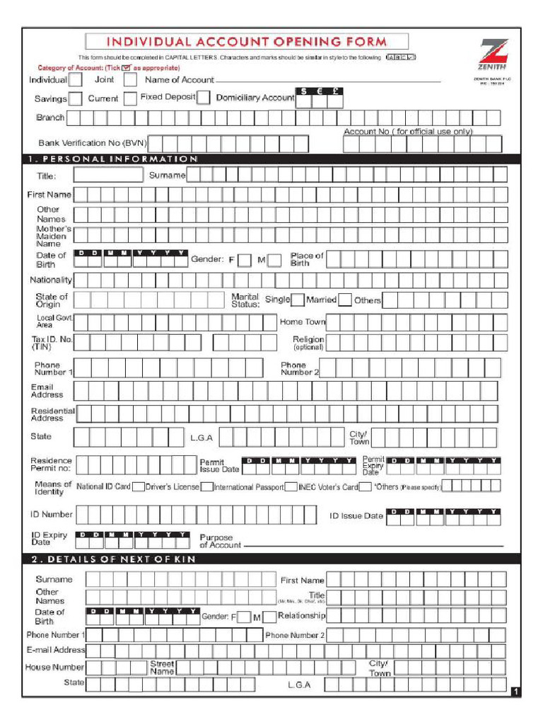Individual Account Form - Aug2023 | PDF