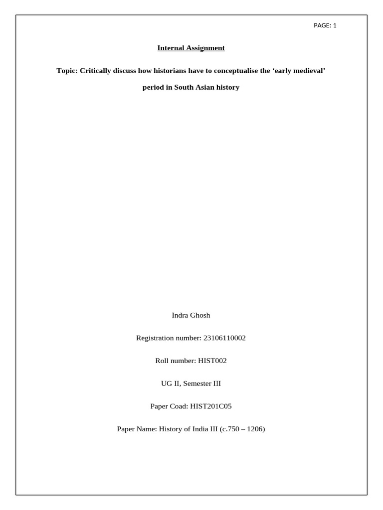 Internal Assignment.......HISTC05 by Indra Ghosh[1] | PDF