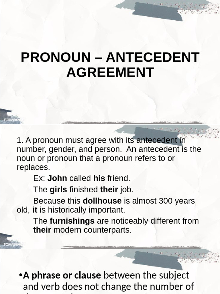 2 Pronoun - Antecedent Agreement | PDF