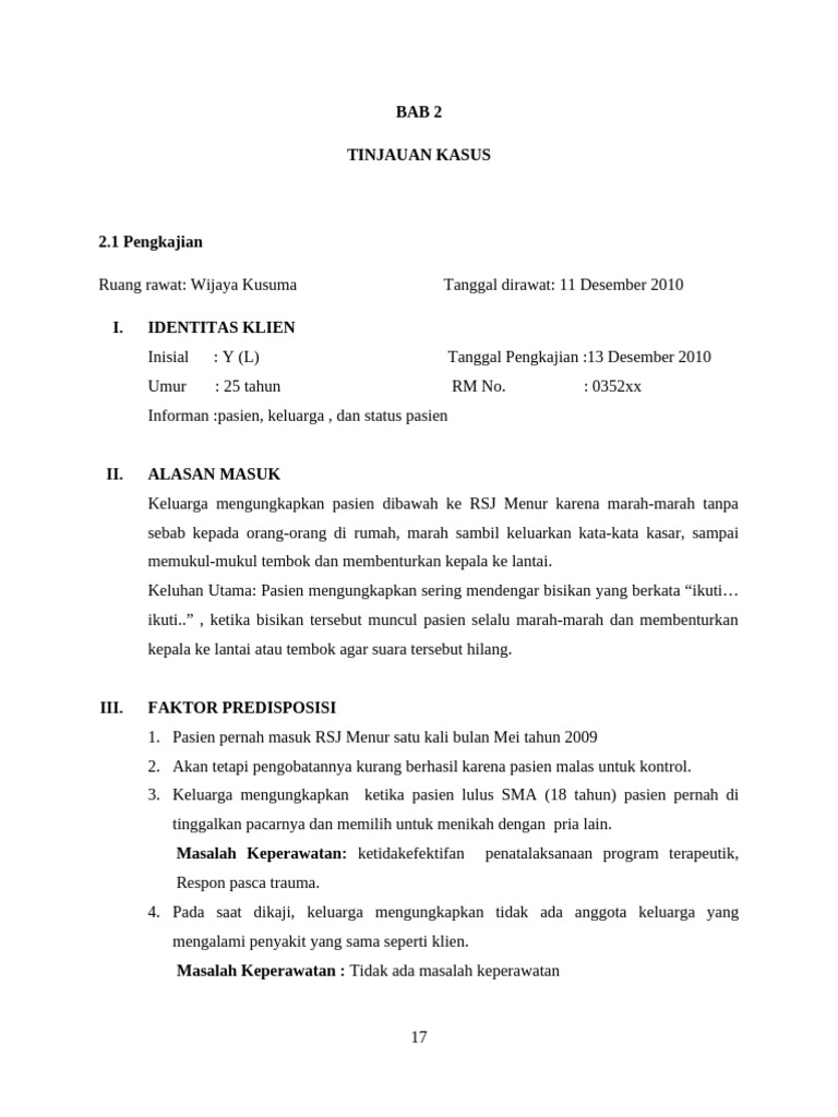 CONTOH PENGISIAN Askep Jiwa (2) | PDF