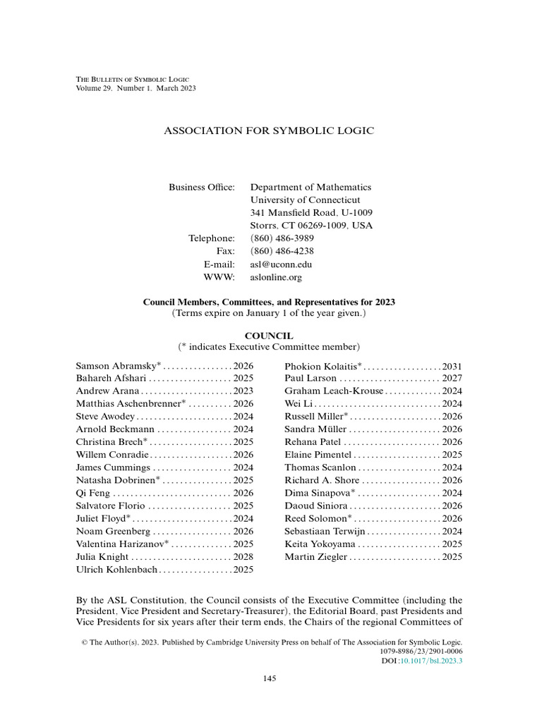 Association For Symbolic Logic | PDF