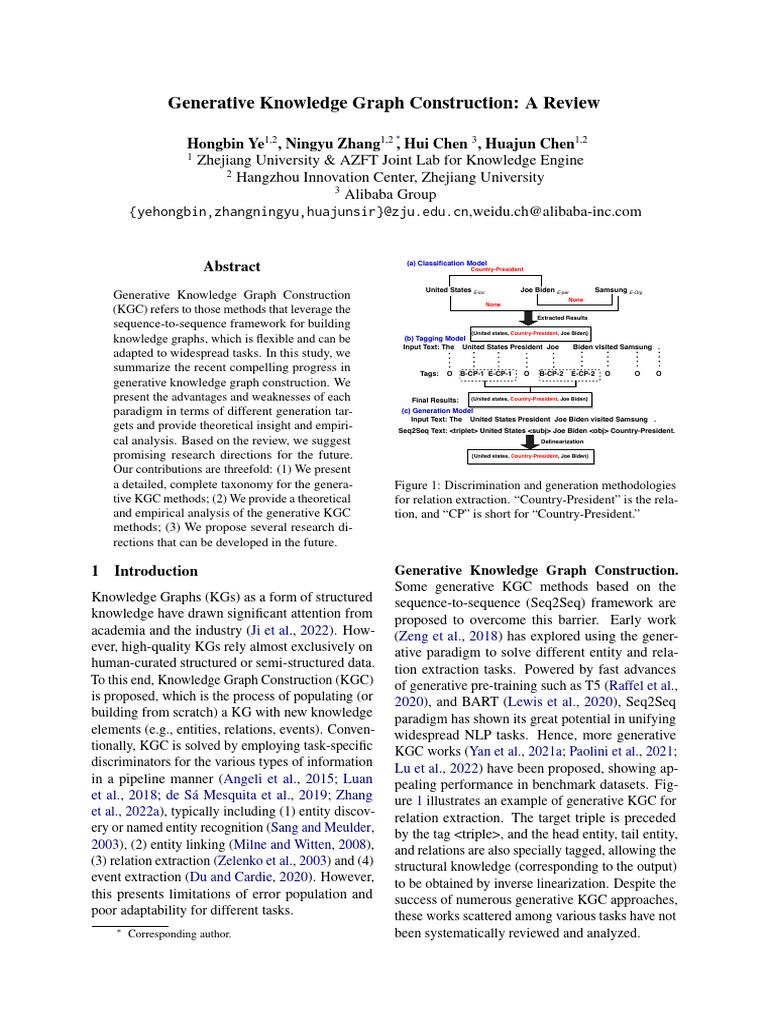 Generative Knowledge Graph Construction A Review | PDF