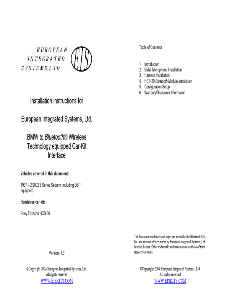 Instalacja Modułu Bluetooth W BMW E39 | PDF