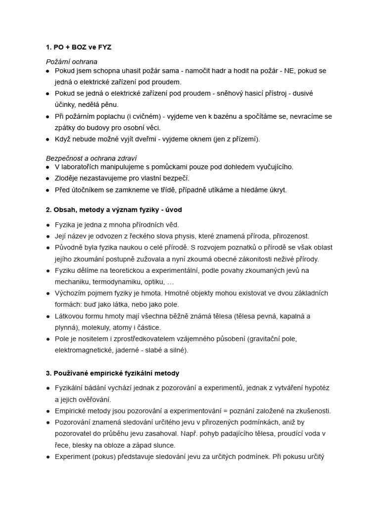 Fyzika - Otázky | PDF