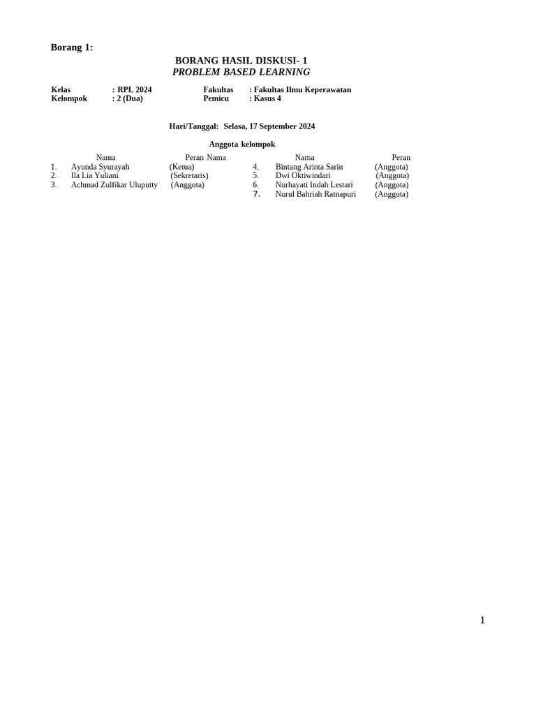 BORANG_PBL 1_FG2_KASUS 4 | PDF