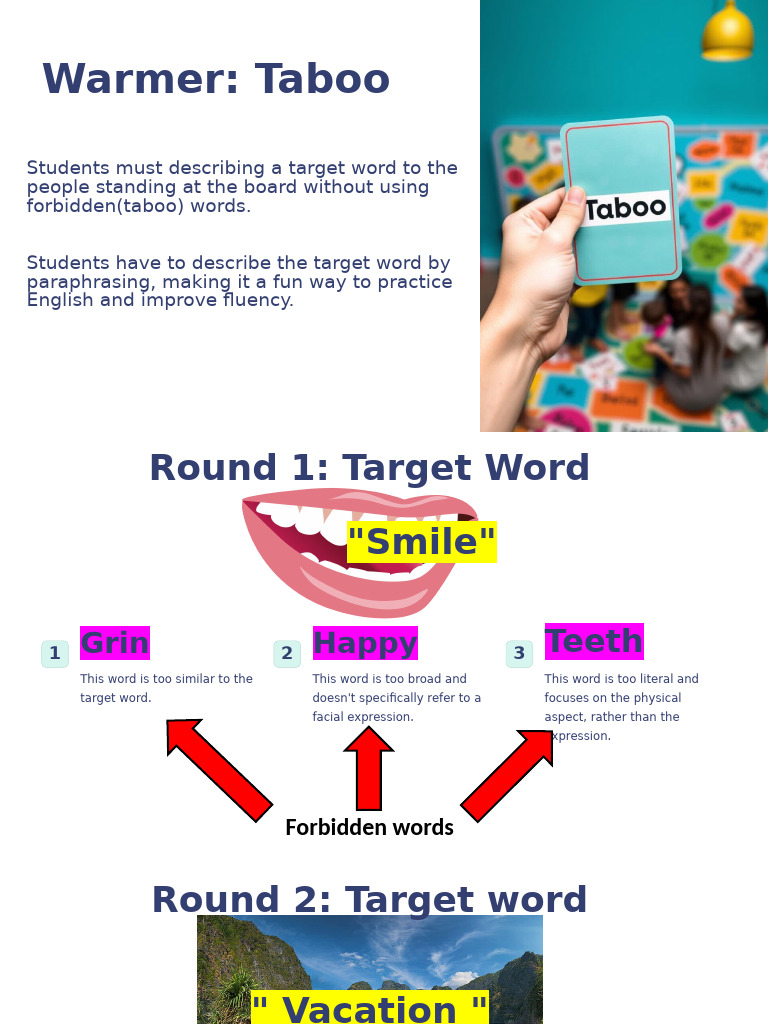 Taboo A Speaking Game | PDF | Language Arts & Discipline