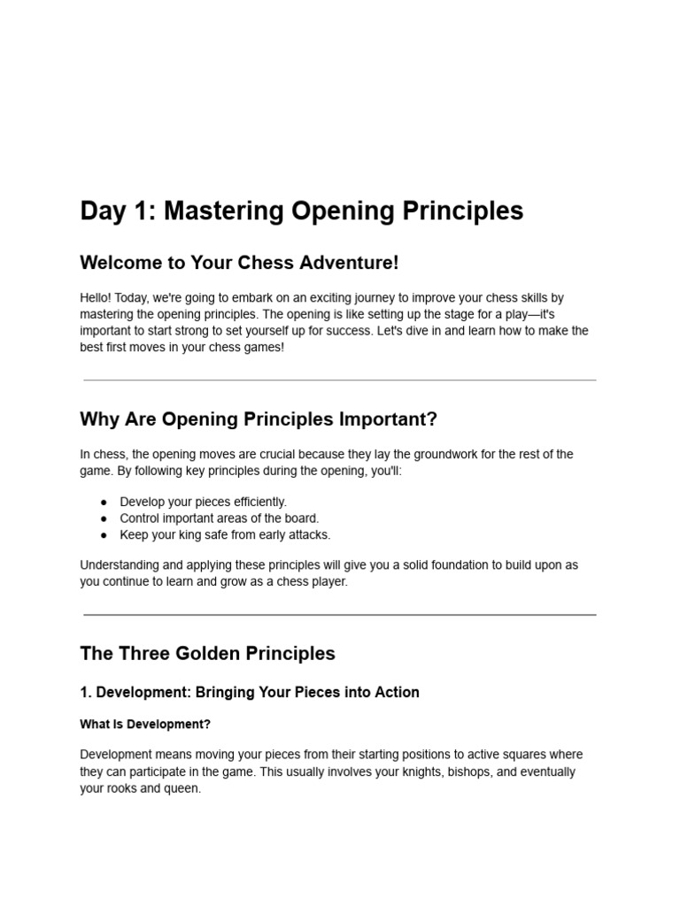 Mastering Opening Principles | PDF