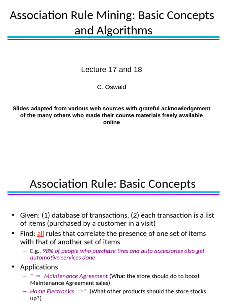 Lect 17 and 18 - Apriori | PDF
