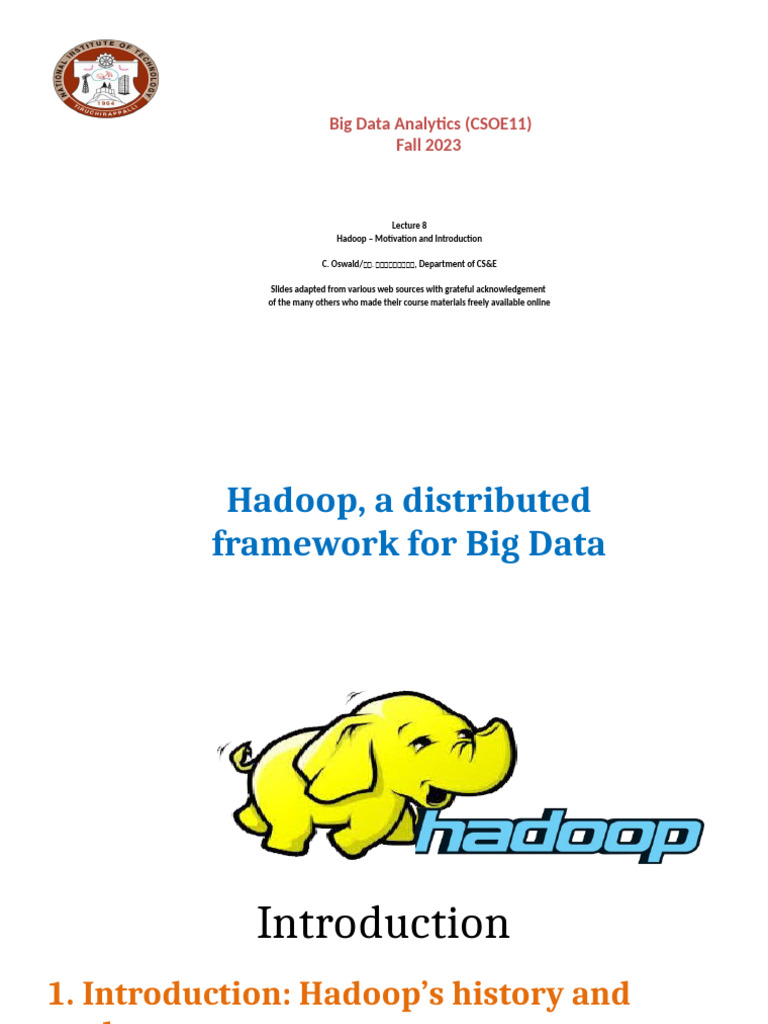 Lect 8 - Hadoop Intro | PDF