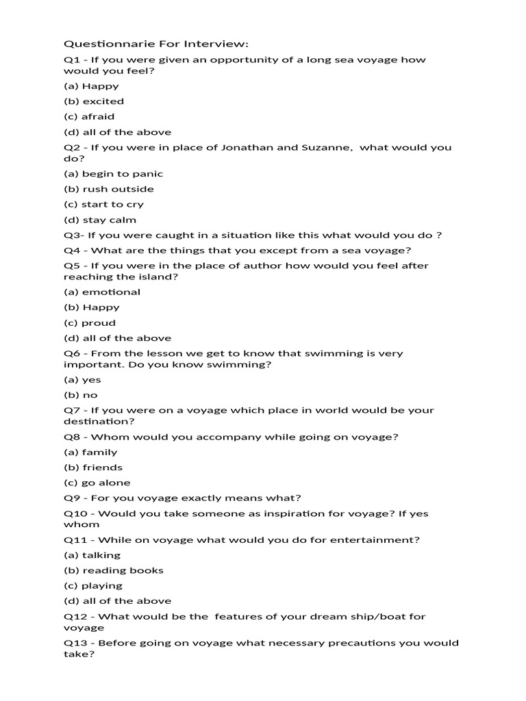 Questionnarie For Interview | PDF