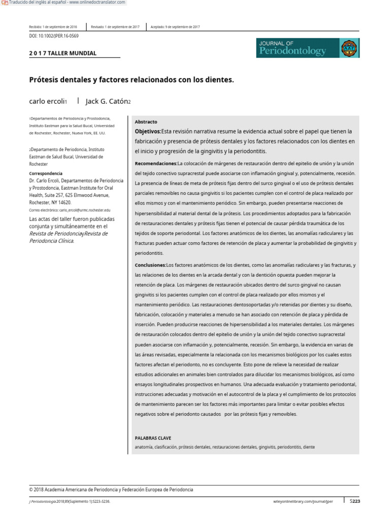 ERCOLI - Dental Prostheses and Tooth-Related Factors - En.es | PDF