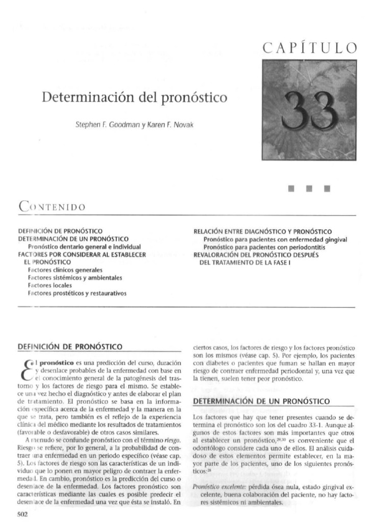 Pronóstico Periodontal Libro Carranza | PDF