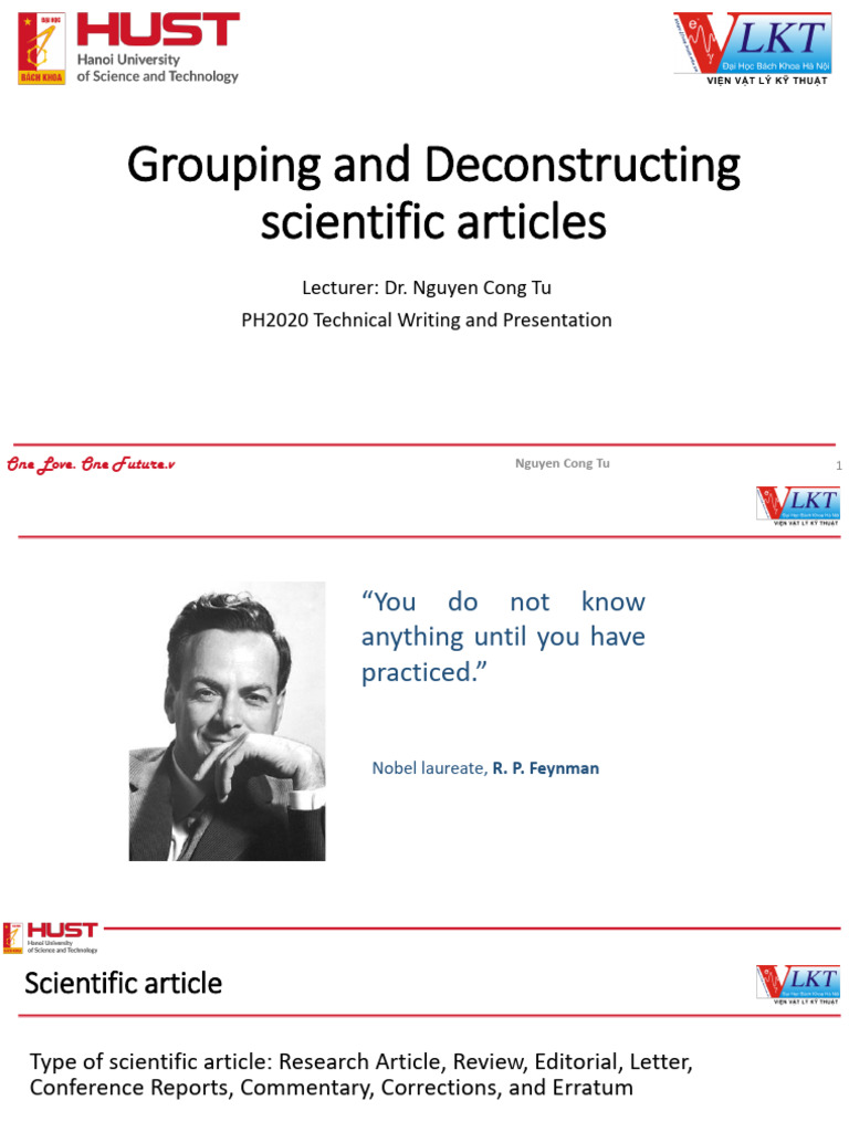 Chapter 2.3 Grouping and Deconstructing Scientific Articles - Update 2024 04 06 | PDF