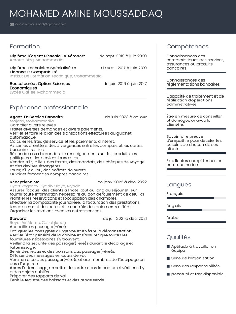 CV de Mohamed Amine Moussaddaq | PDF