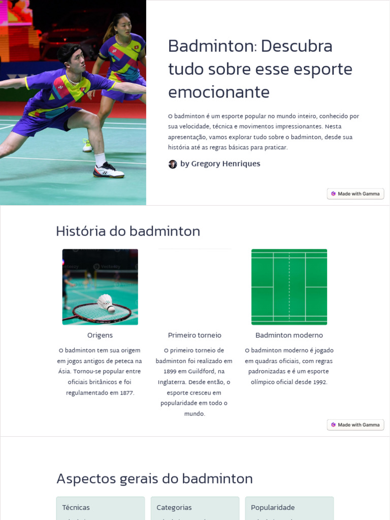 Badminton Descubra Tudo Sobre Esse Esporte Emocionante | PDF