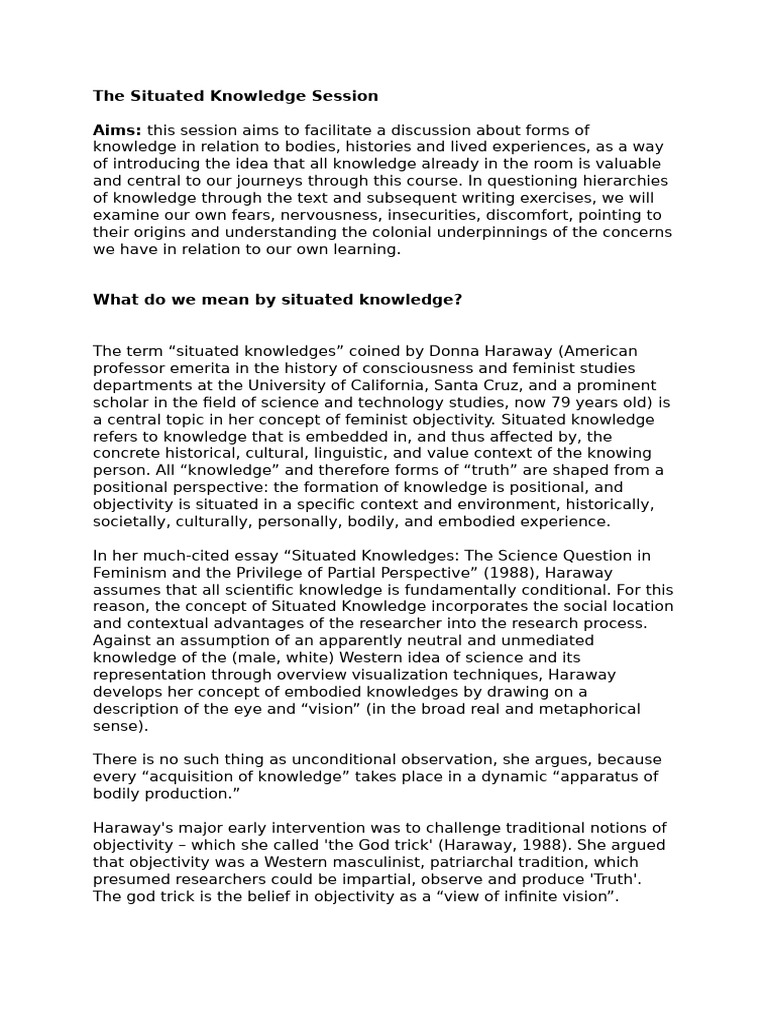 The Situated Knowledge Session 26 Sept 2023 | PDF