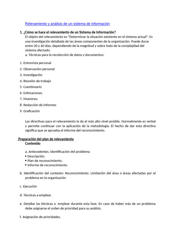 Relevamiento y Analisis de Un Sistema de Informacion | PDF