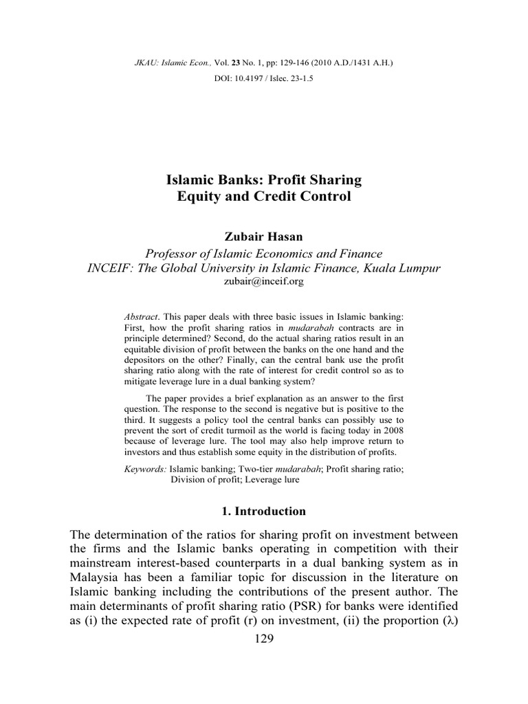 Islamic Banks: Profit Sharing Equity and Credit Control | PDF