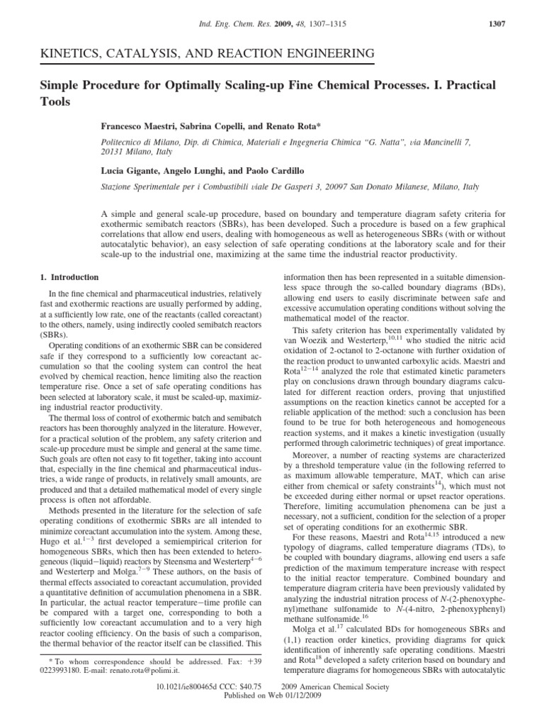 Simple Procedure For Optimally Scaling U | PDF | Chemical Reactor ...