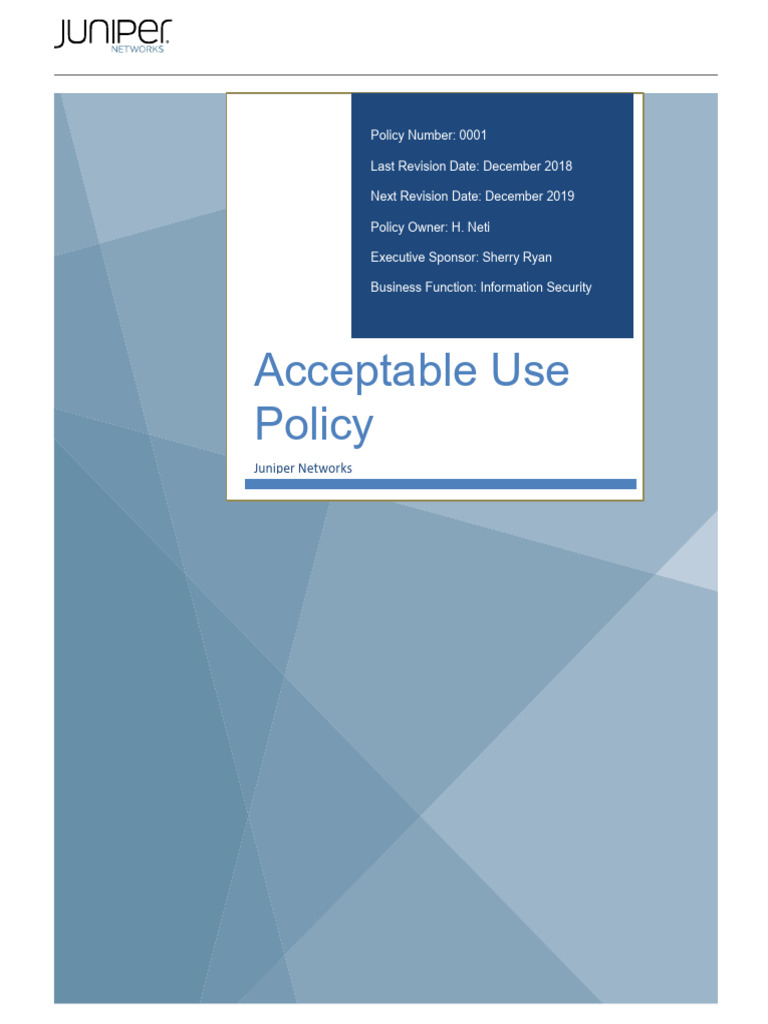 JN ACCEPTABLE USE POLICY W ACKNOWLEDGEMENT Acceptable Use Policy W ...
