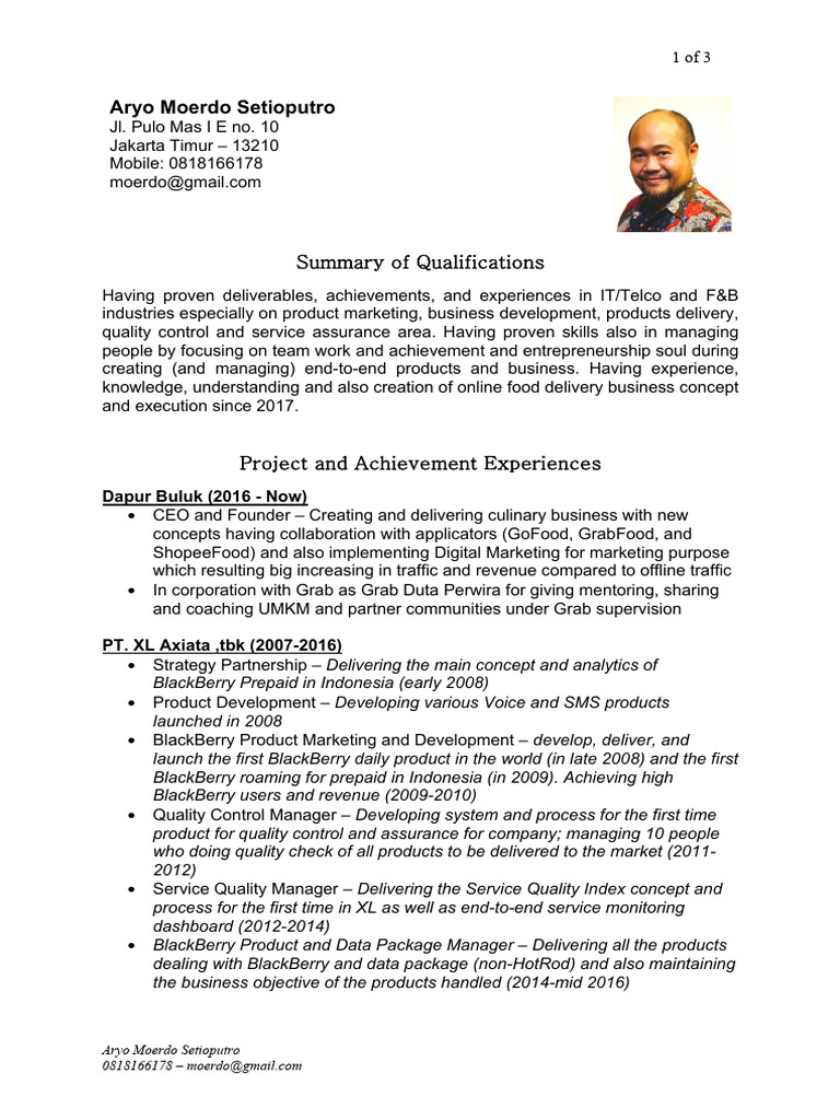 Aryo Moerdo Setioputro Resume General | PDF