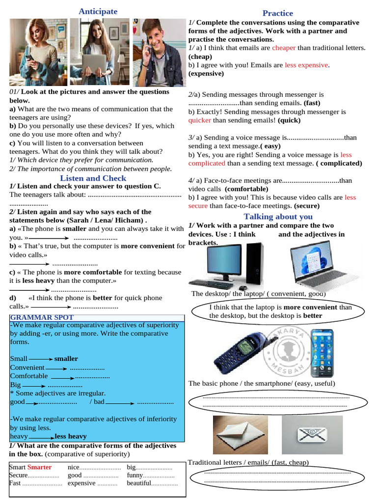 Making Comparison WORKSHEET | PDF