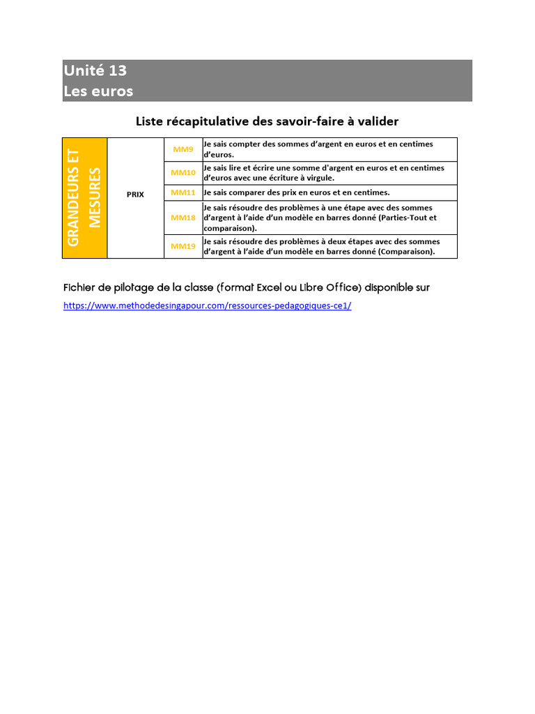 CE1 U13 Validationcorrige | PDF