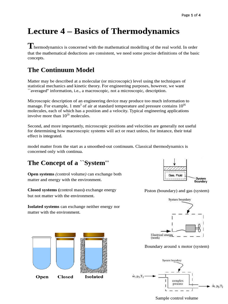 Lecture 4 - Basics of Thermodynamics | PDF