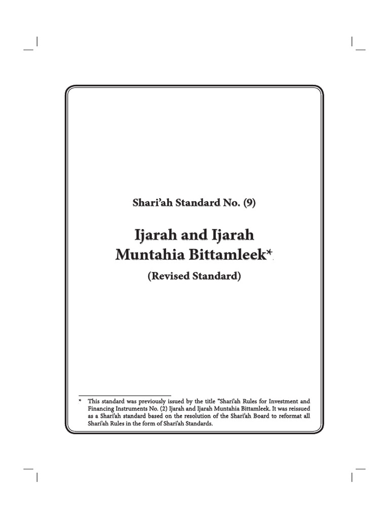 SS 9 Ijarah and Ijarah Muntahia Bittamleek | PDF