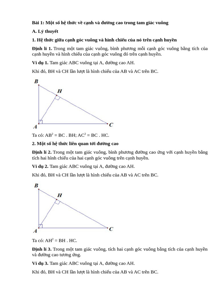 C NH Và Đư NG Cao Trong Tam Giác Vuông | PDF