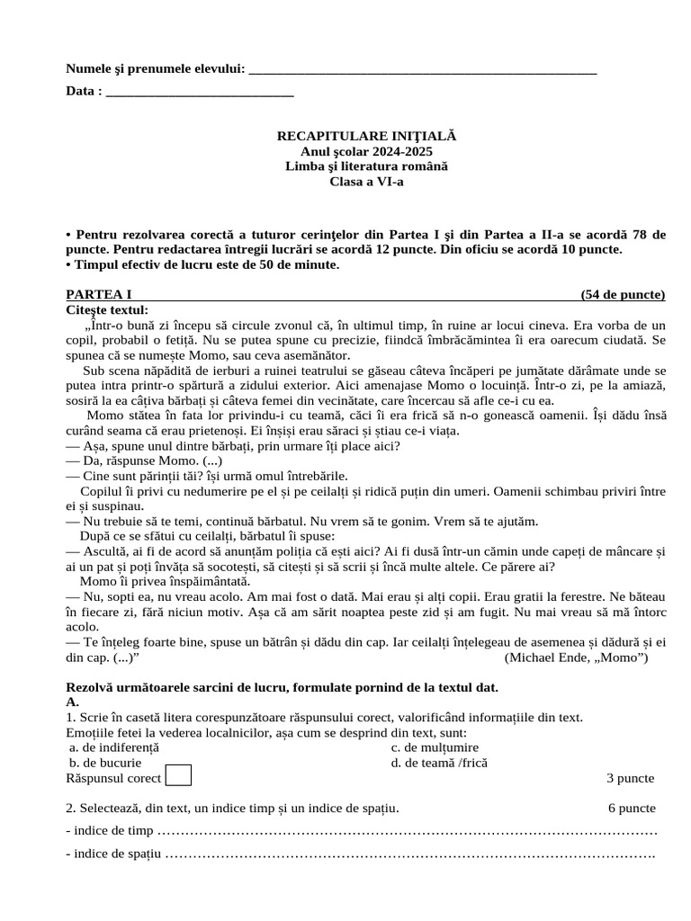 Recap Initiala 6 | PDF