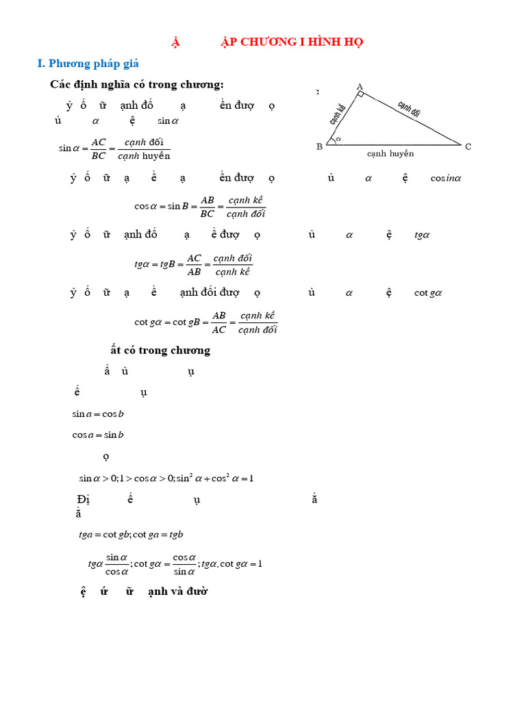 Bai Tap On Tap Chuong I Hinh Hoc 9 Chon Loc Co Dap An | PDF