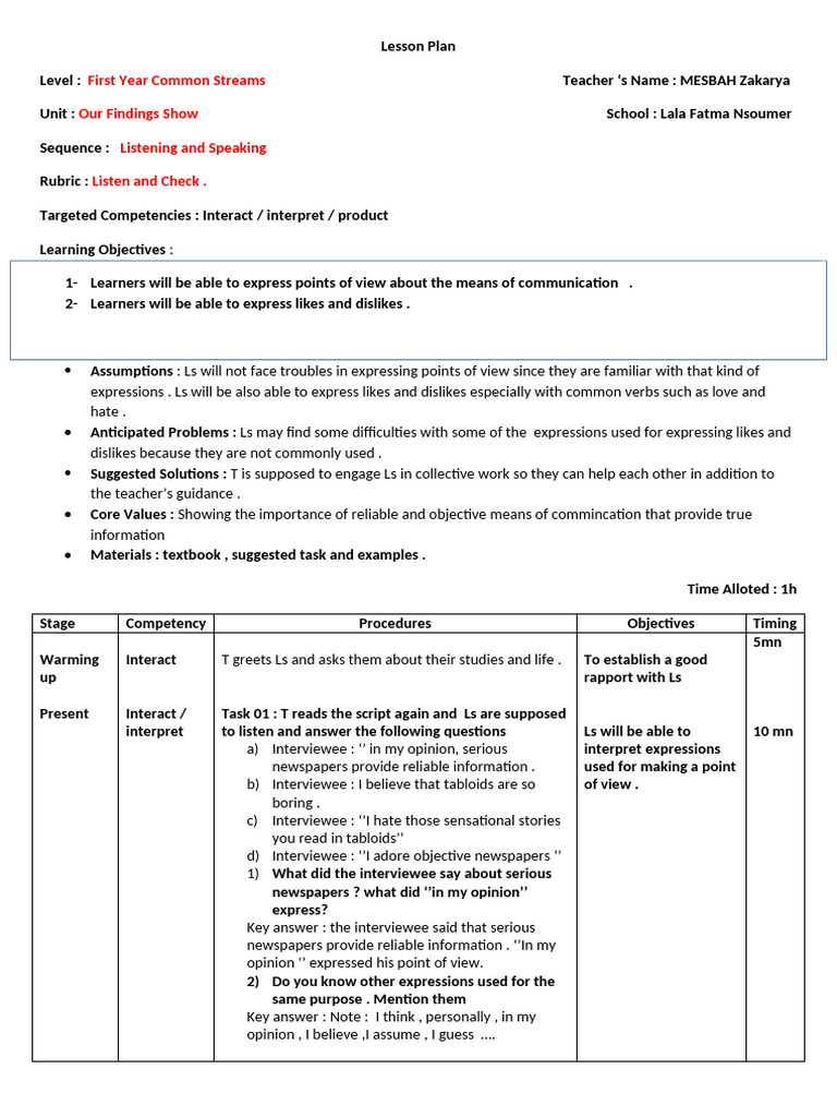 Listening and Speaking Listen and Check | PDF
