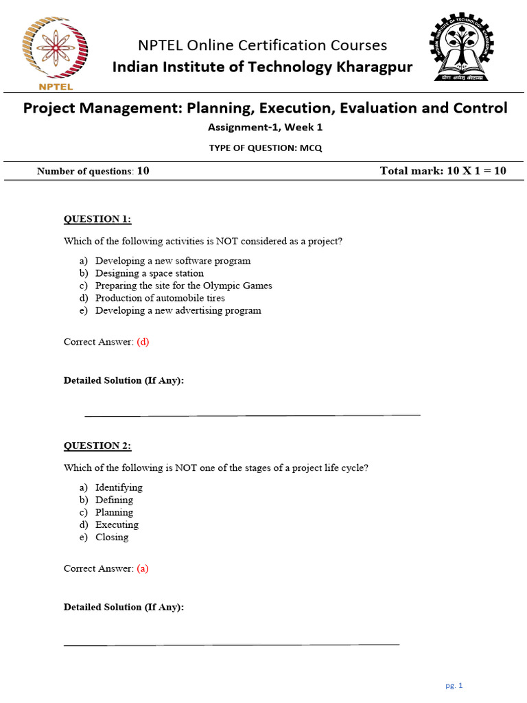 Assignment 1_Project Management | PDF