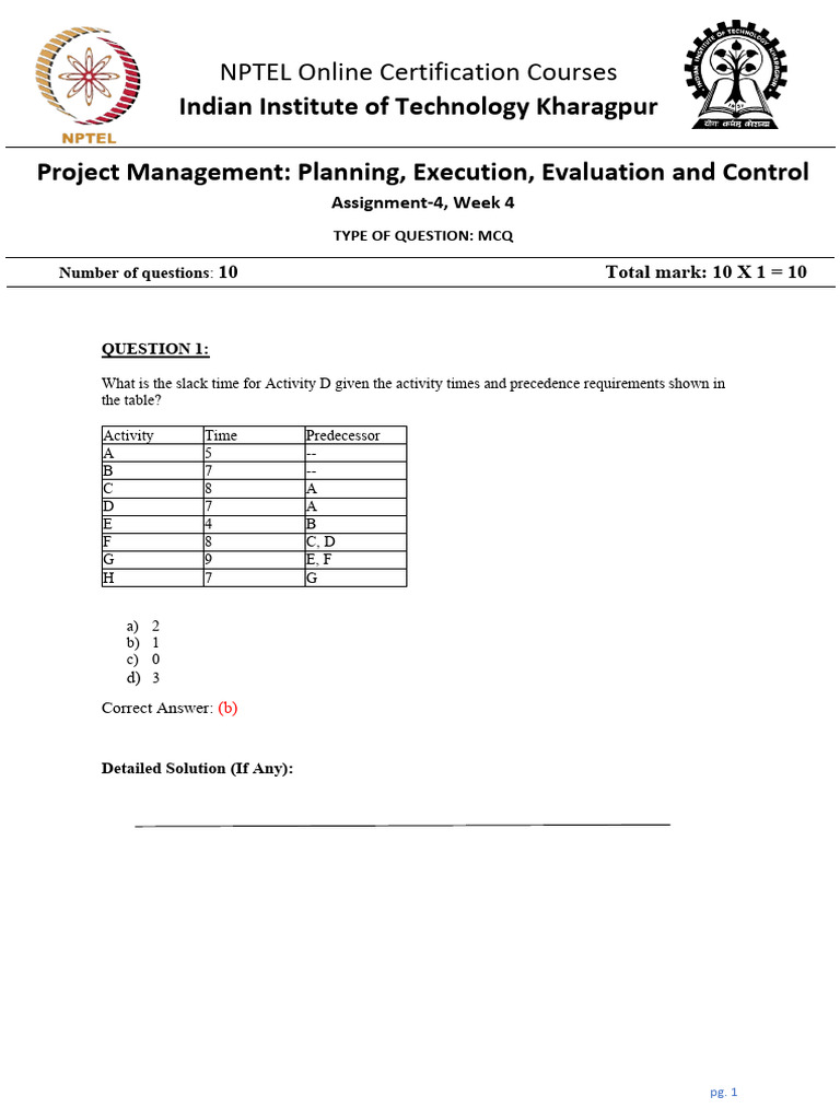 Assignment 4 - Project Management | PDF