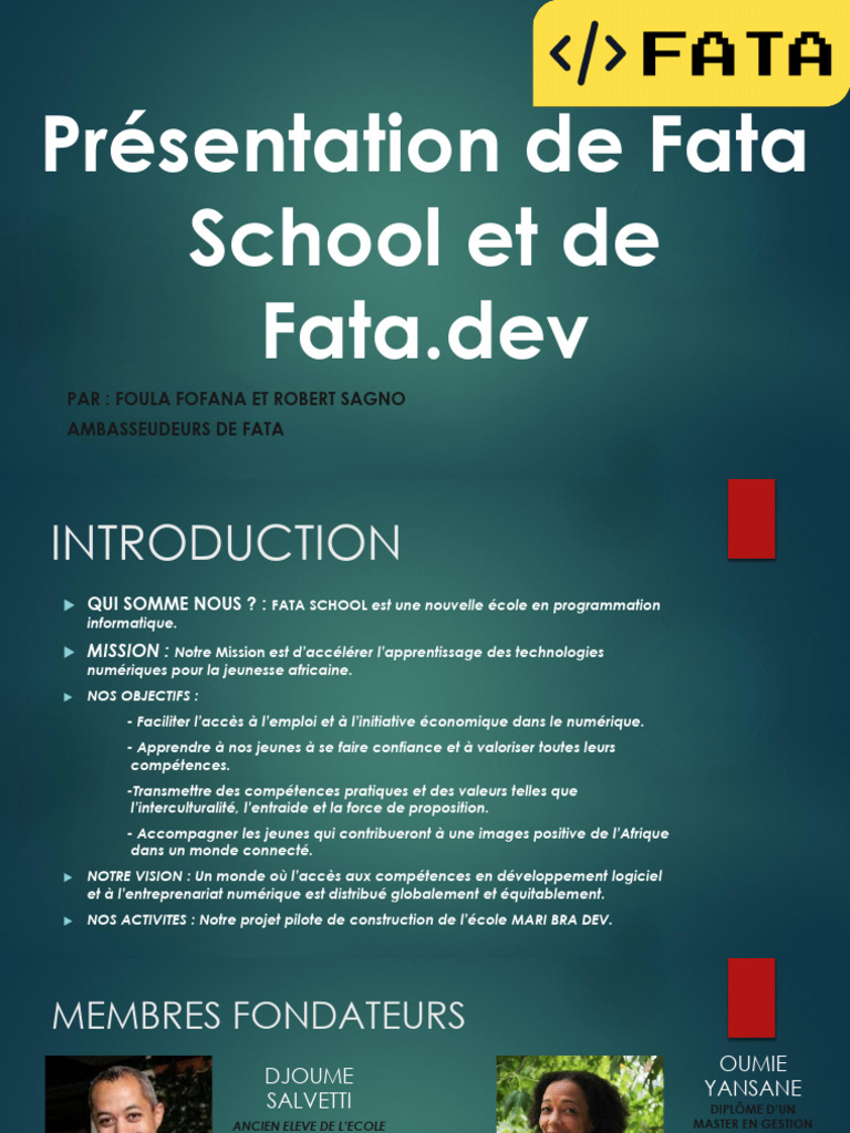 Présentation de L'application Fata School | PDF