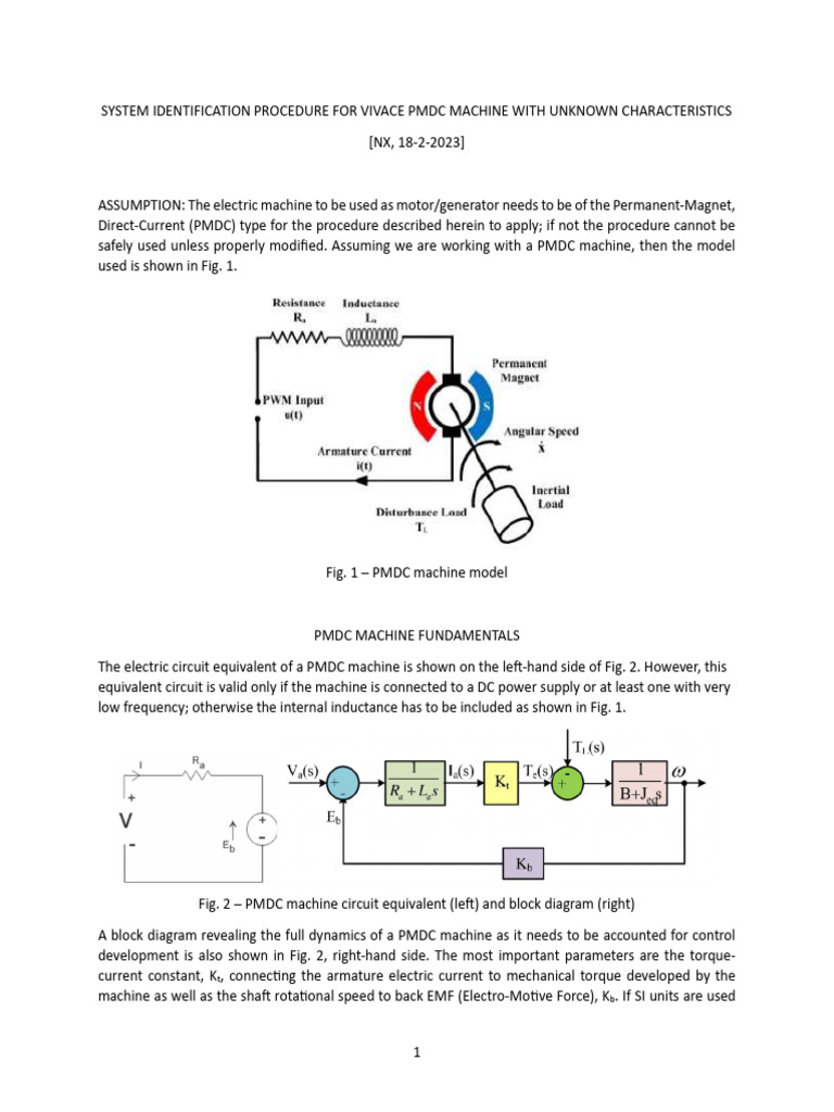 System Identification Procedure For Vivace PMDC Machine With Unknown ...